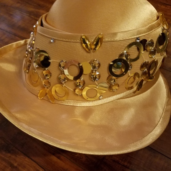 Accessories | Beautifully Embellished Gold Hat | Poshmark